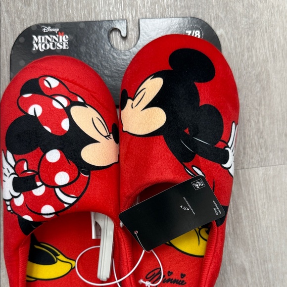 Disney | Shoes | Disney Minnie Mouse Red And Black Slippers | Poshmark